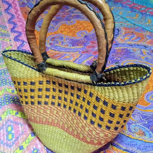 Bags | Price Drop Handwoven Multicolor Straw Tote Bag | Poshmark